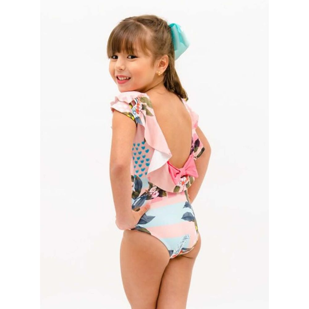 Moda Praia Infantil Maiô Babados E Laço Nas Costas Rosa Melissa Ecameleca
