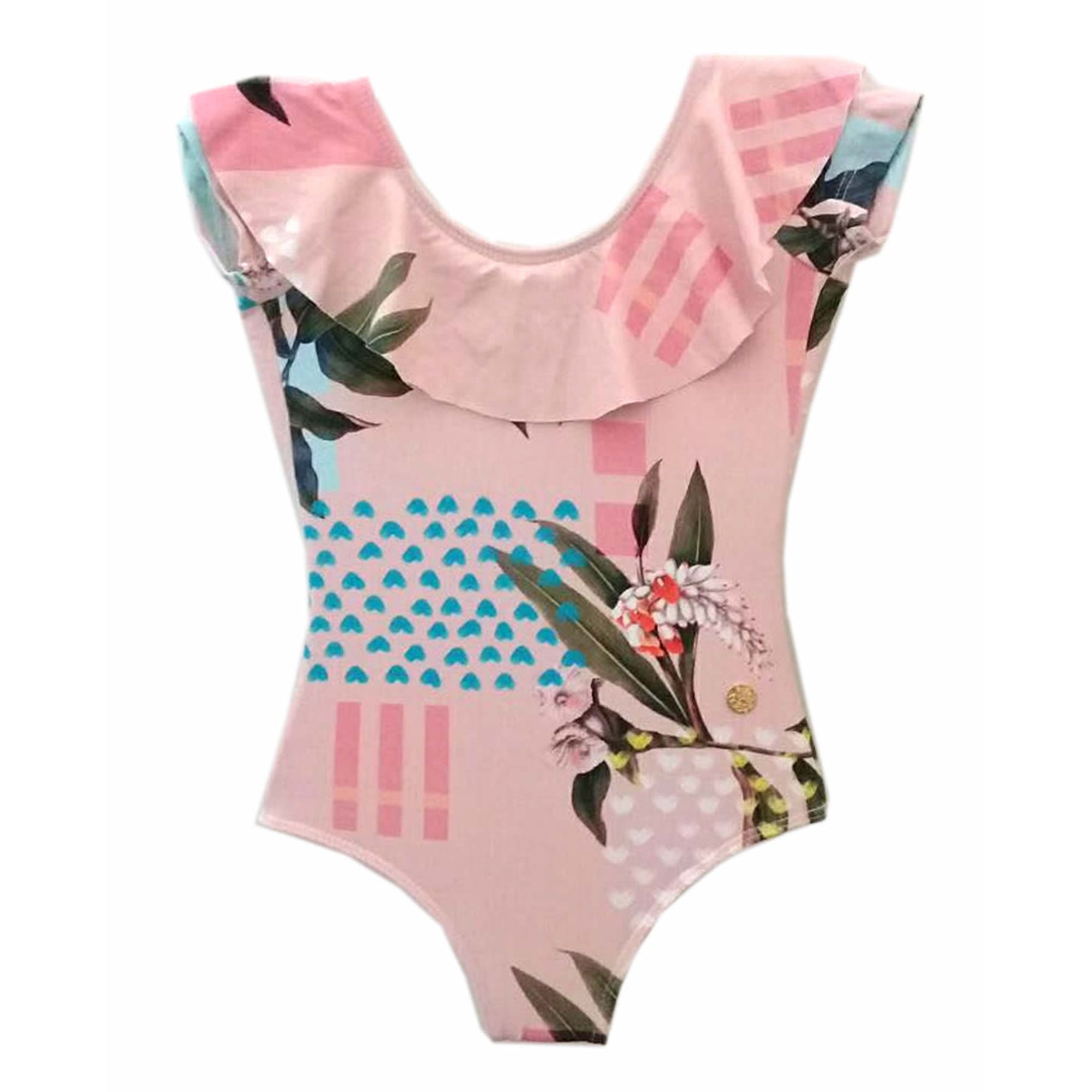 Moda Praia Infantil Maiô Babados E Laço Nas Costas Rosa Melissa Ecameleca