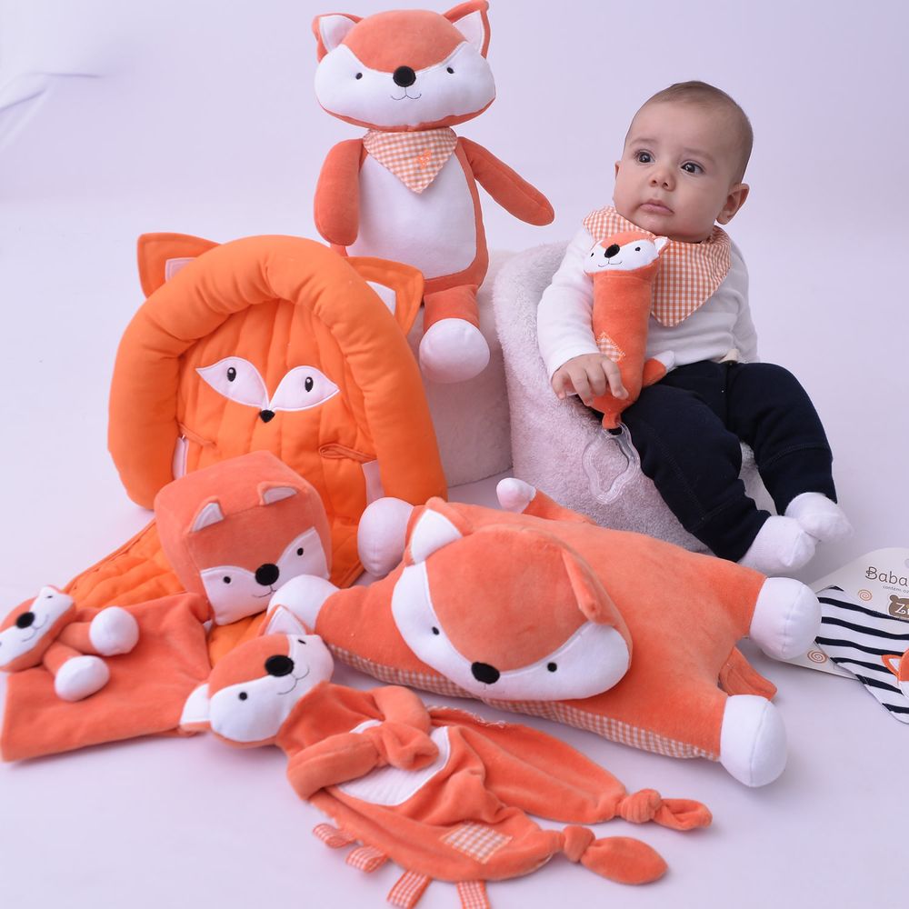 Naninha em Plush Raposa Fubá com Prendedor de Chupeta - EcaMeleca