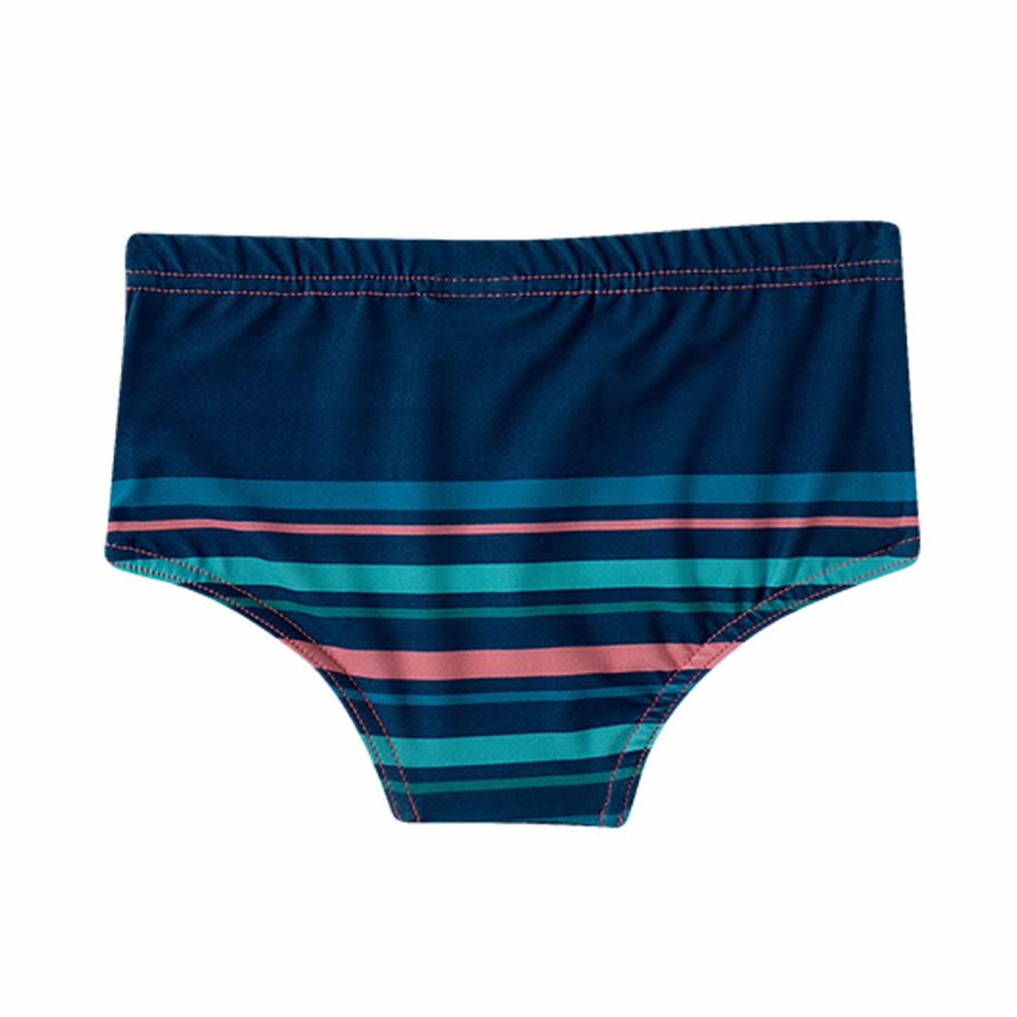 Sunga Infantil Boxer Azul Escuro Listras Horizontais Tip Top - EcaMeleca