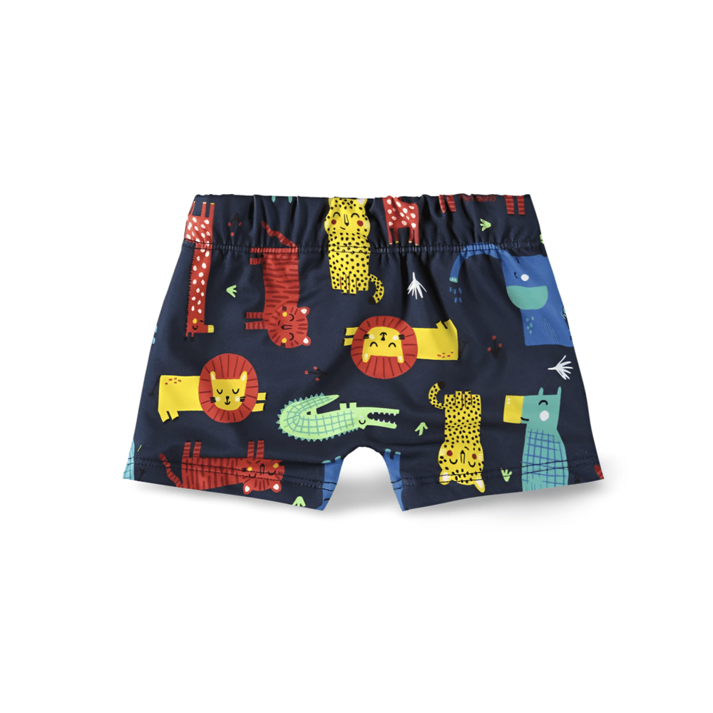 Sunga Short Infantil Boxer Azul Marinho Animais Safari Up Baby - EcaMeleca