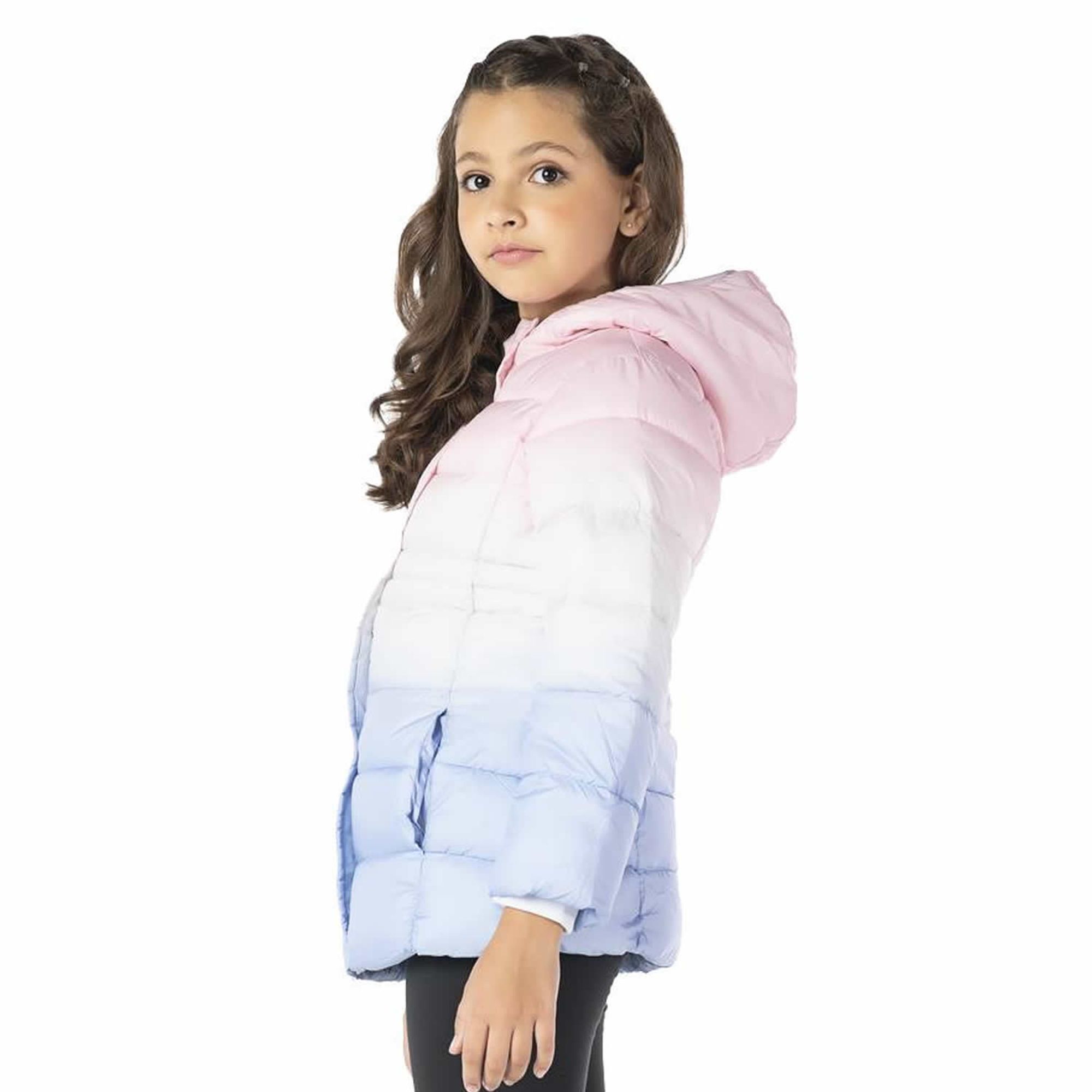 Jaqueta Infantil Puffer Parka Matelassê Rosa Degradê - EcaMeleca