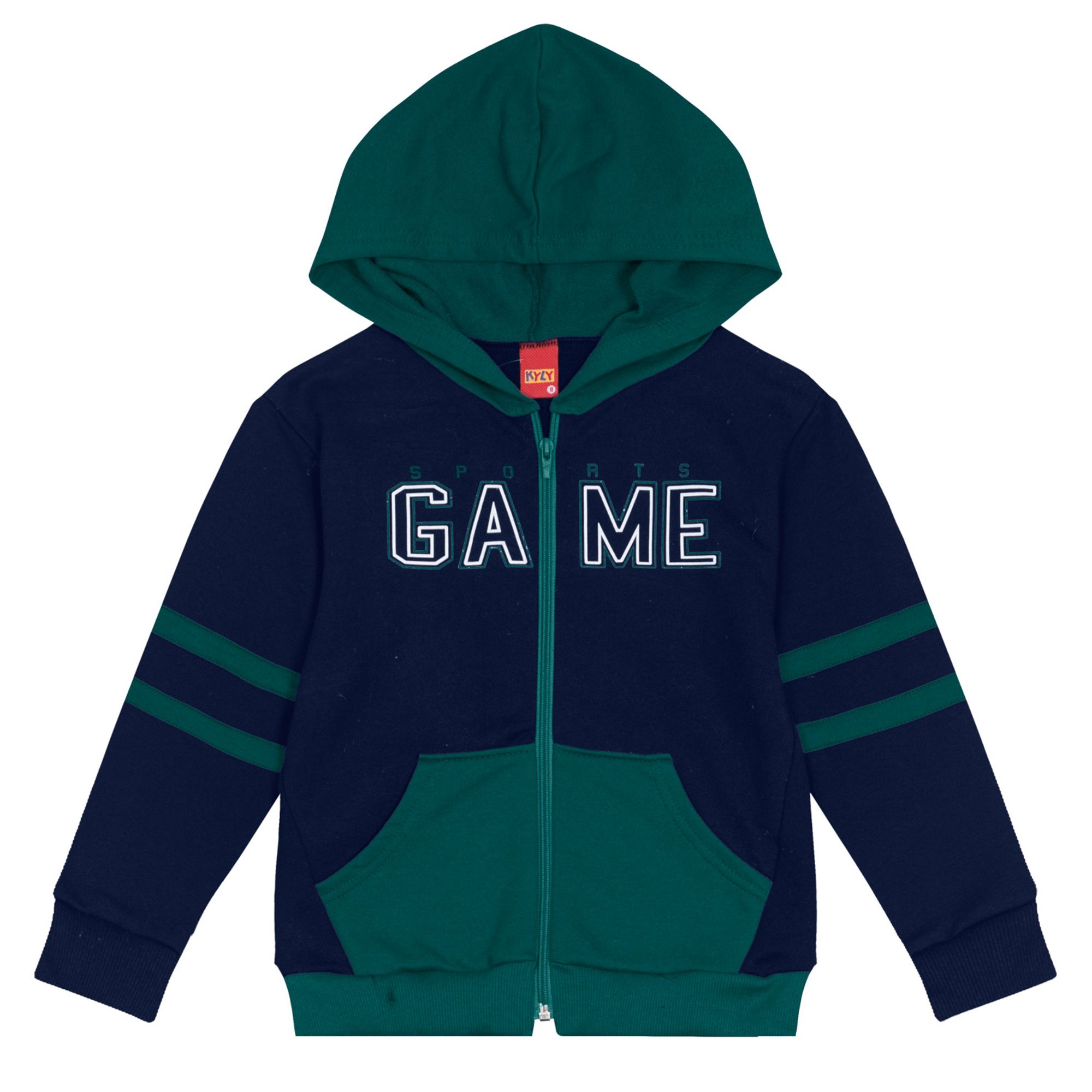 Conjunto Infantil Moletom com Zíper Game Azul Marinho e Verde - EcaMeleca